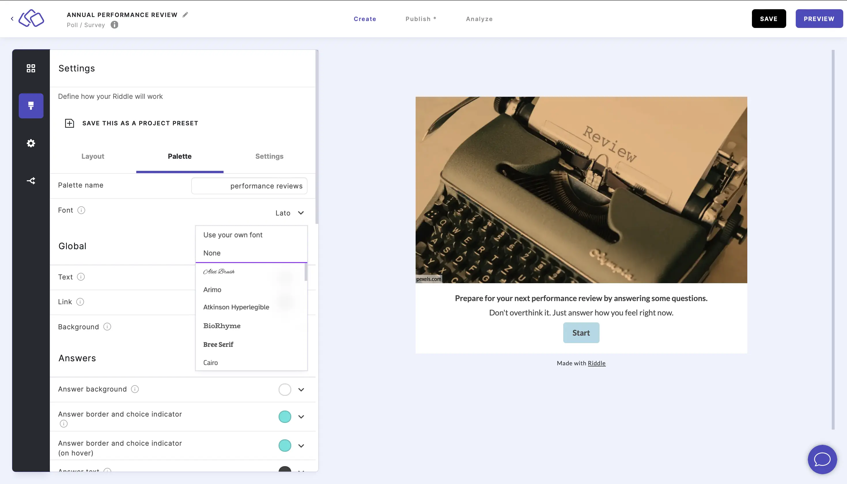 Change the font - Riddle Help Center